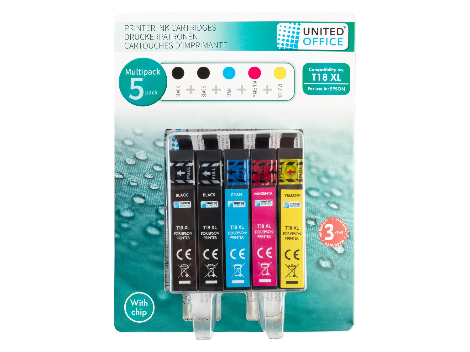UNITED OFFICE® Inktpatronen, 5 stuks, Epson | Lidl